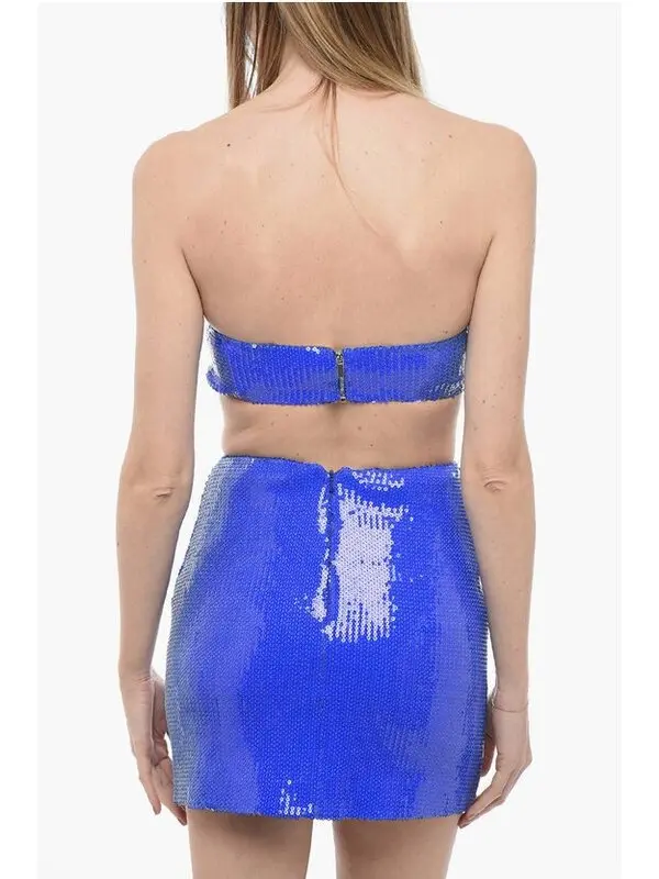 David Koma Sequinned Strapless Bandeau Top