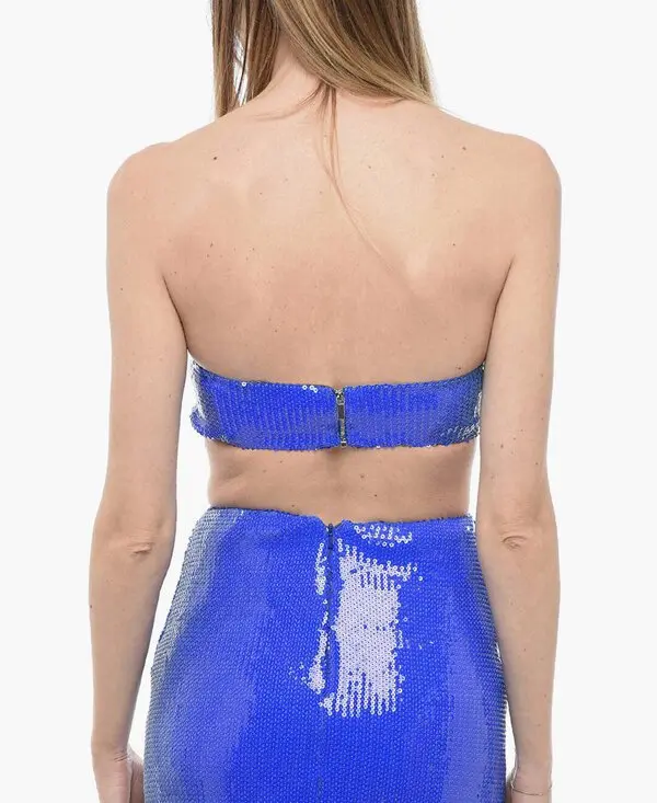 David Koma Sequinned Strapless Bandeau Top