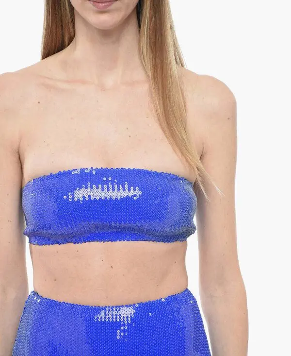 David Koma Sequinned Strapless Bandeau Top