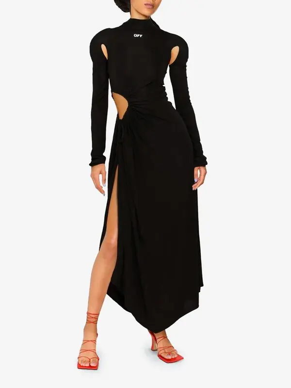 Off-White Flared Dress With Cut-outs