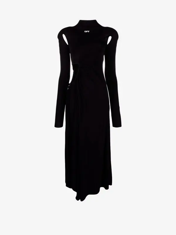 Off-White Flared Dress With Cut-outs