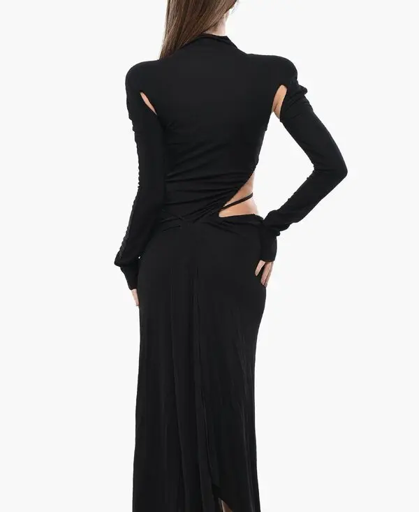 Off-White Flared Dress With Cut-outs