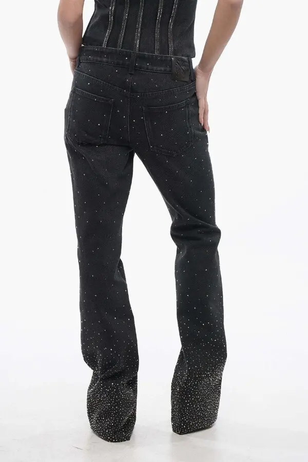 Off-White Embellished Slim-fit Flared Jeans