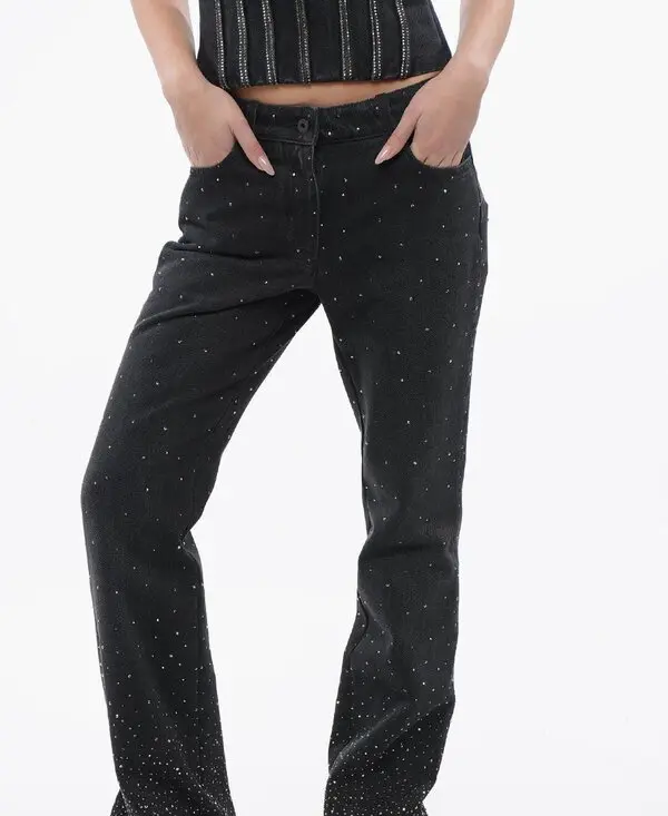 Off-White Embellished Slim-fit Flared Jeans