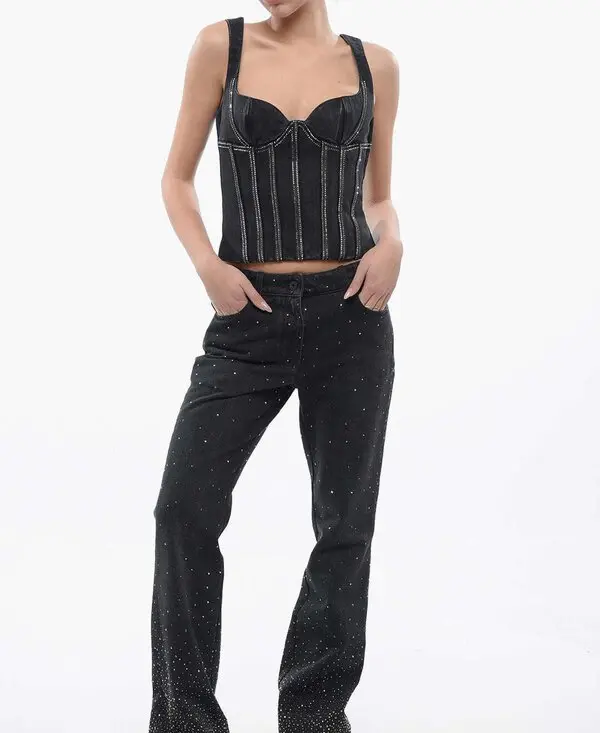 Off-White Embellished Slim-fit Flared Jeans