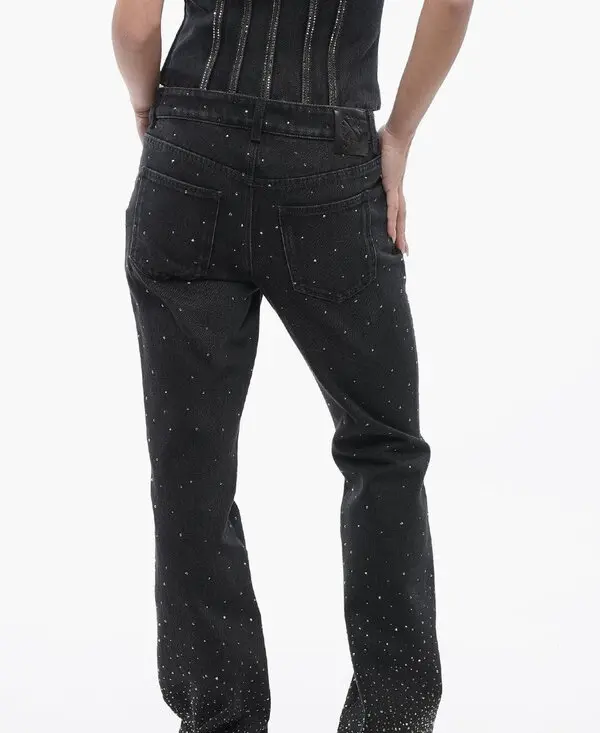 Off-White Embellished Slim-fit Flared Jeans