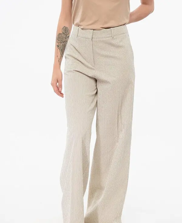 QL2 QUELLEDUE Striped Wide-leg Trousers
