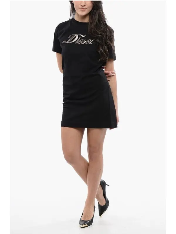 DIESEL® D-egor Embossed Logo T-shirt Dress - Black