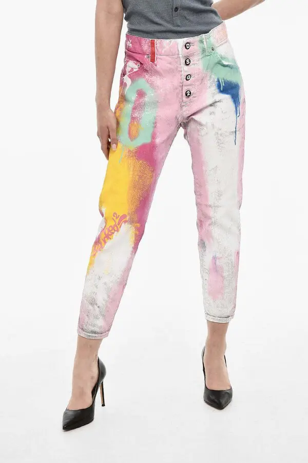 Dsquared2 Paint Splatter Detail Cropped Trousers