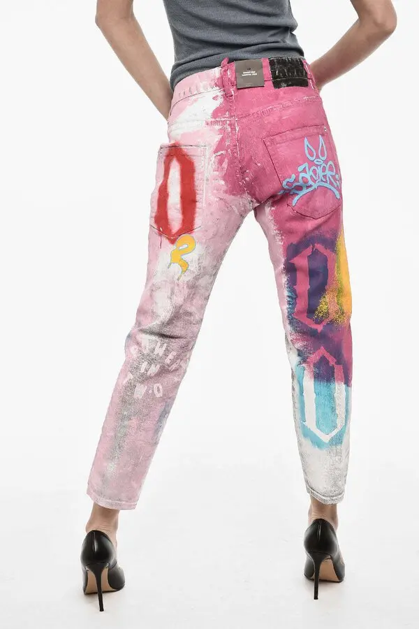 Dsquared2 Paint Splatter Detail Cropped Trousers