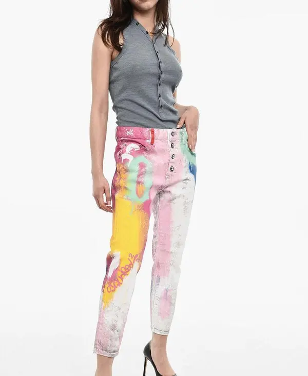 Dsquared2 Paint Splatter Detail Cropped Trousers