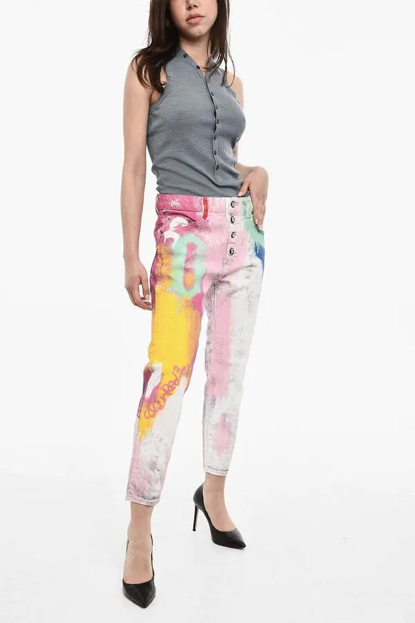 Dsquared2 Paint Splatter Detail Cropped Trousers