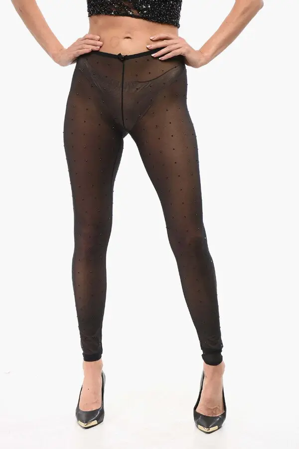 Dsquared2 Tights With All-over Crystals - Black