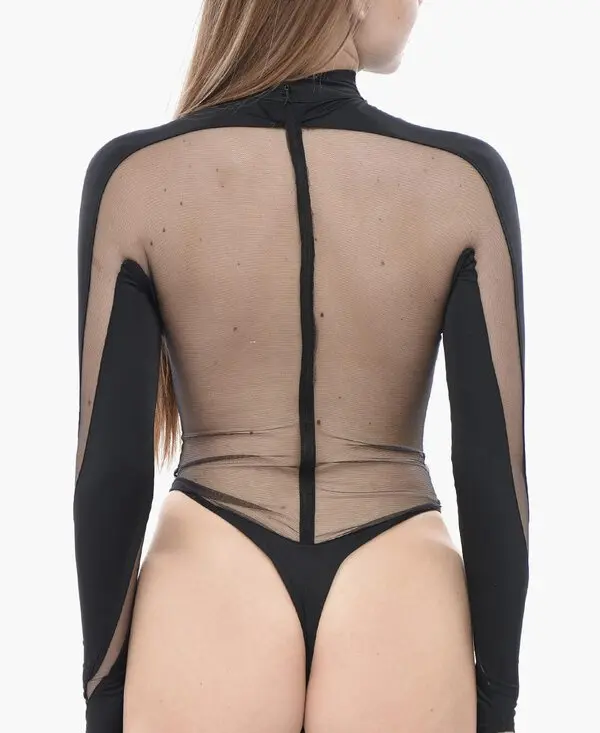 MUGLER Mesh Panelled Bodysuit