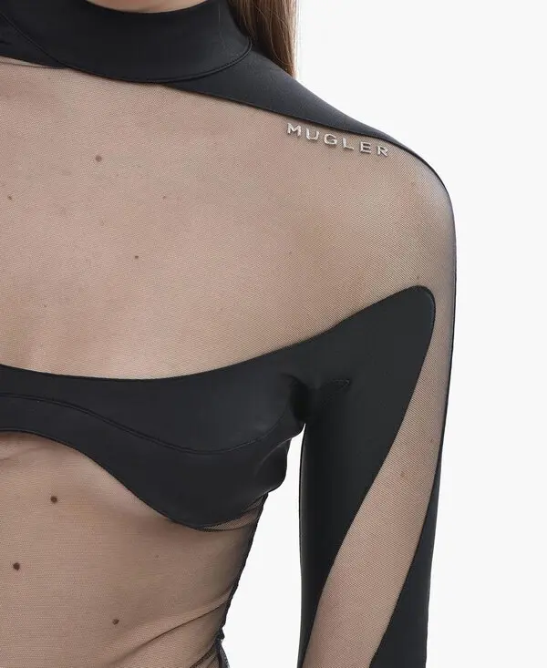 MUGLER Mesh Panelled Bodysuit