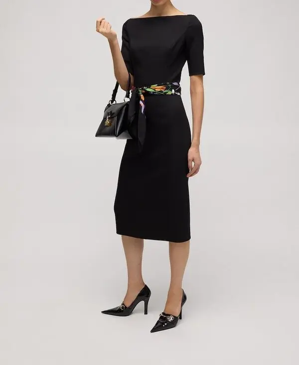 Gucci Boat Neck Dress With Detachable Flora Print Scarf