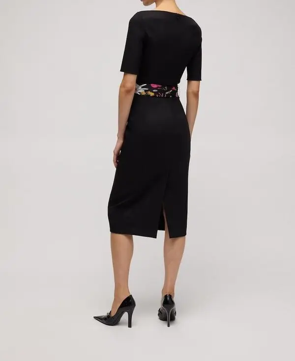 Gucci Boat Neck Dress With Detachable Flora Print Scarf