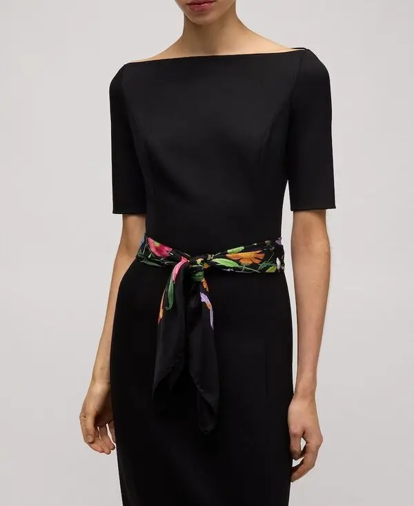 Gucci Boat Neck Dress With Detachable Flora Print Scarf