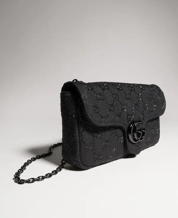 Gucci Jetset Gg Marmont Crystal Small Shoulder Bag