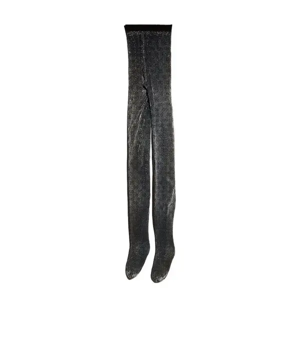 Gucci Gg Stretch Nylon Lamé Tights - Black