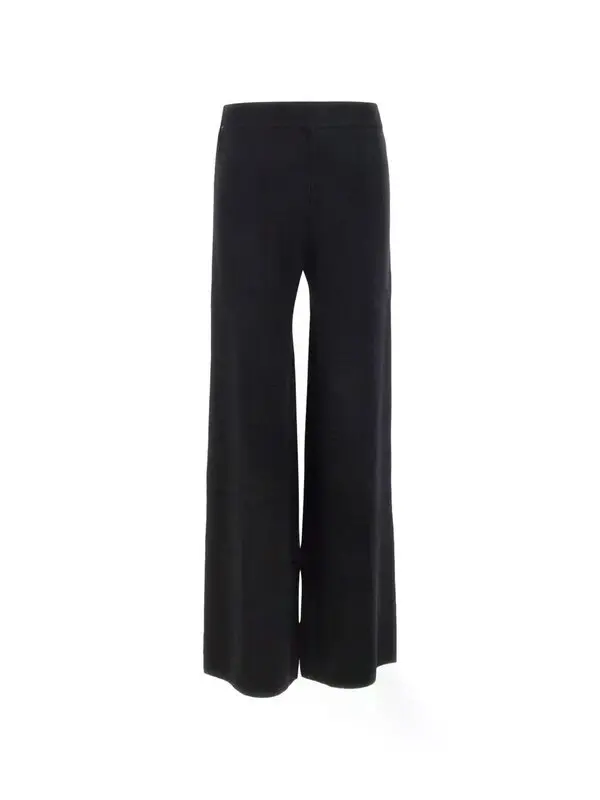 KAOS Knitted Wide-leg Wool Trousers - Black