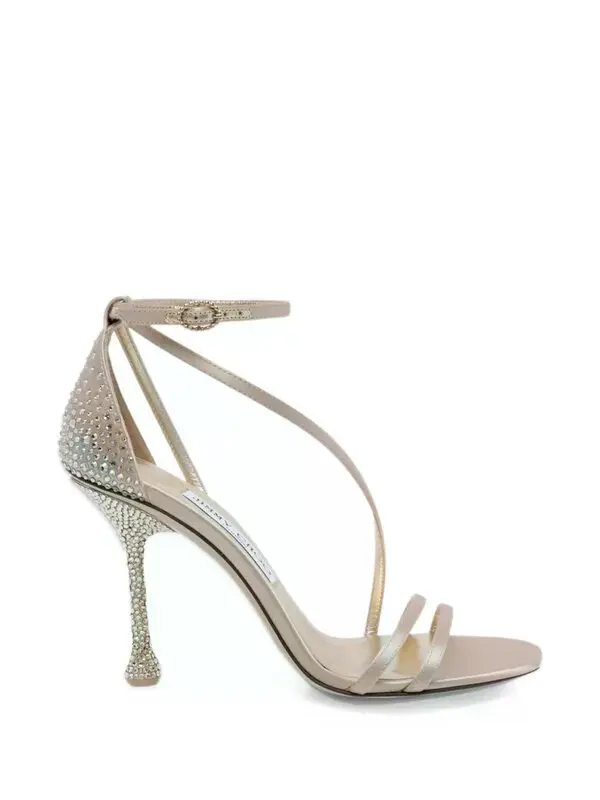JIMMY CHOO Zelia Crystal-embellished Sandals - Neutrals