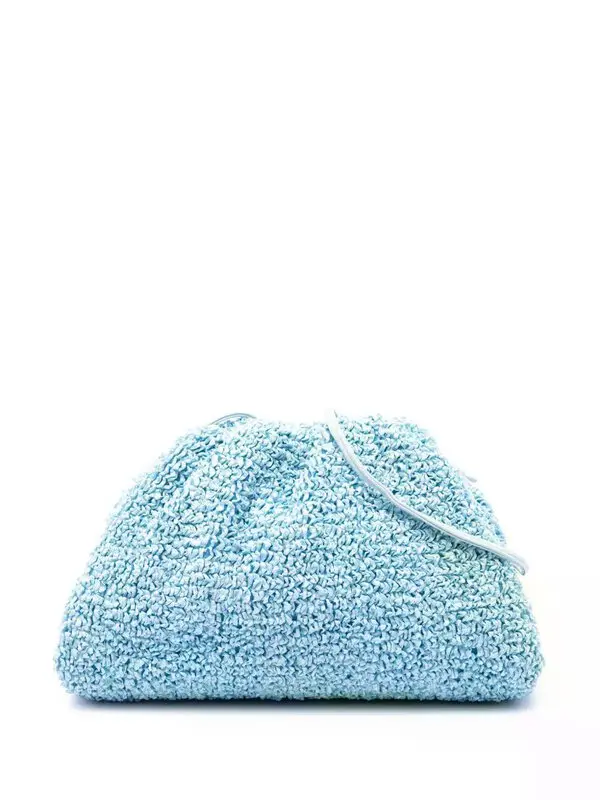 Bottega Veneta 2012-2026 Boucle Curly Raffia The Mini Pouch Crossbody Bag - Blue