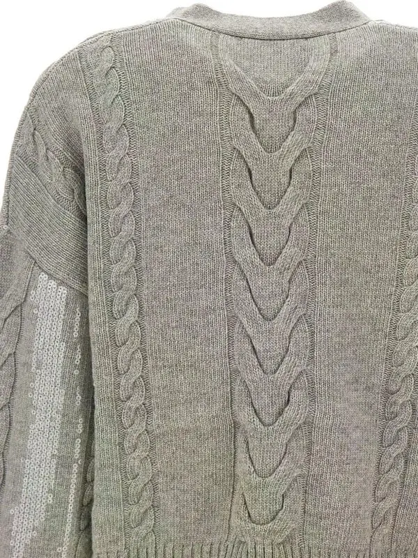 KAOS Sequin-embellished Cable-knit Cardigan