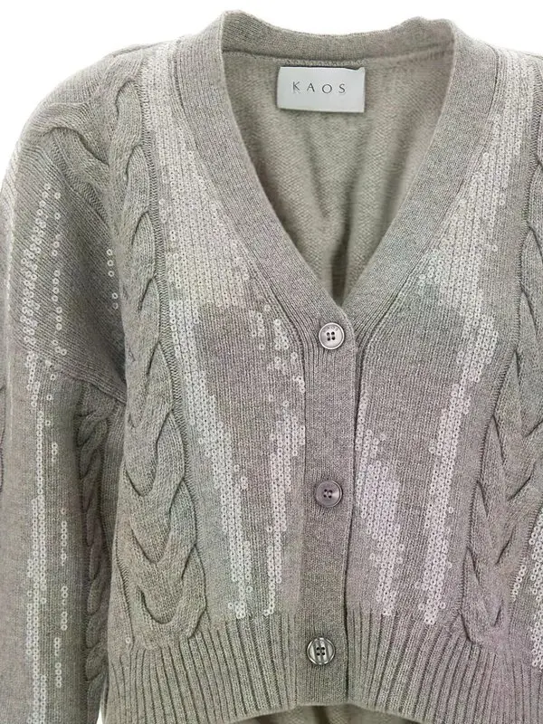 KAOS Sequin-embellished Cable-knit Cardigan