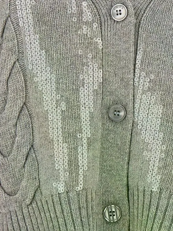 KAOS Sequin-embellished Cable-knit Cardigan