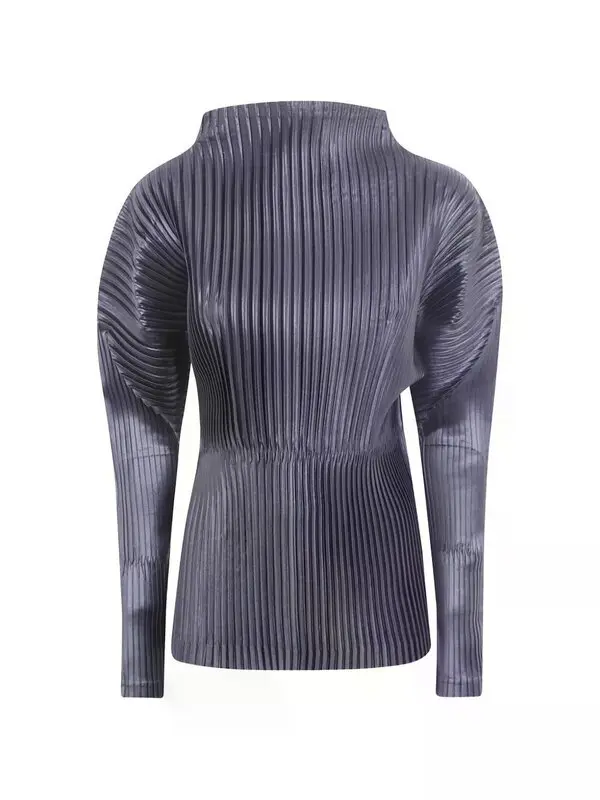 Issey Miyake Pleated Mock-neck Top - Grey