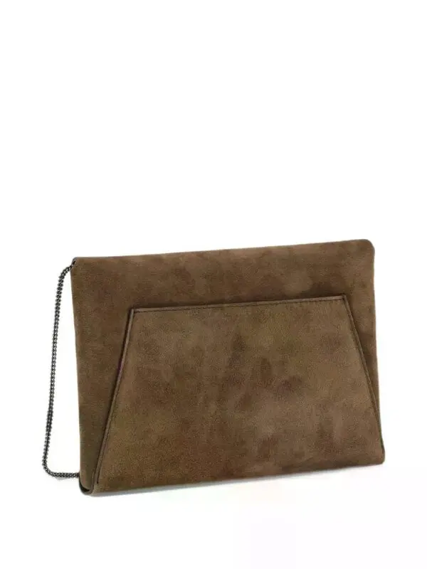 Brunello Cucinelli Duo Pochette In Suede With Precious Chain