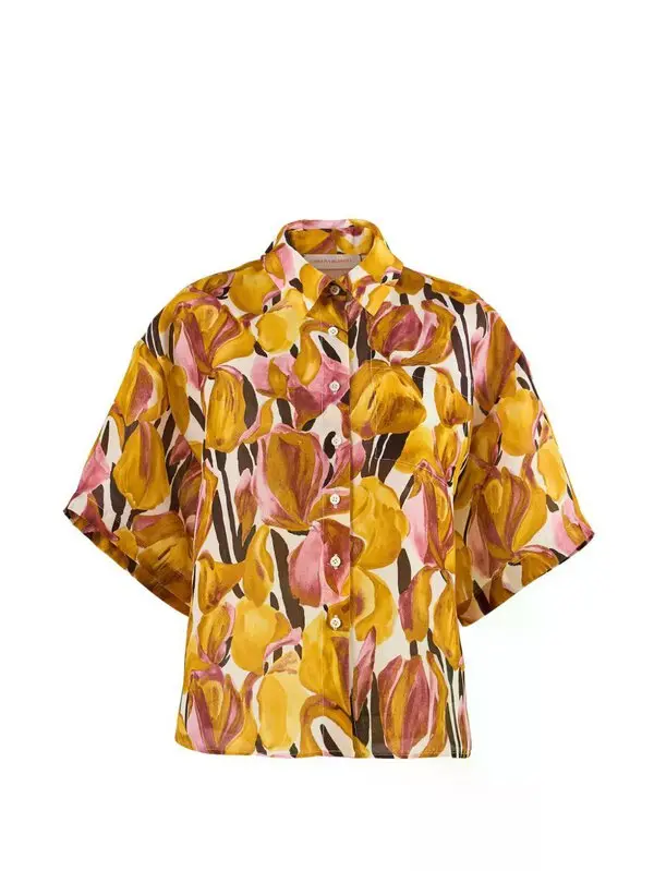 Carolina Herrera Gazar Iris-print Silk Shirt
