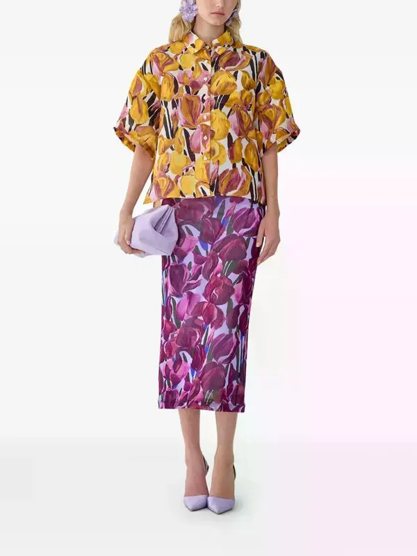 Carolina Herrera Gazar Iris-print Silk Shirt
