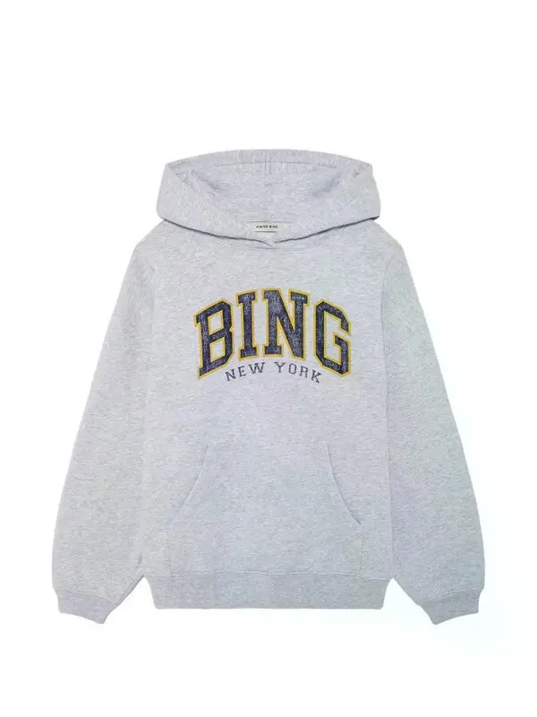 ANINE BING Harvey Logo-print Hoodie - Grey