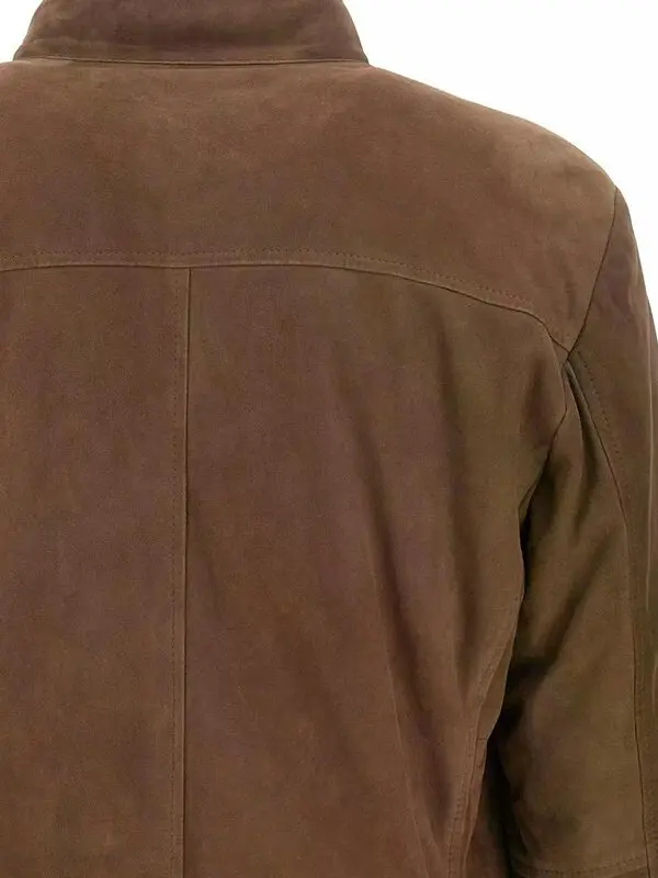 VOLFAGLI FIRENZE Shearling-collar Suede Jacket