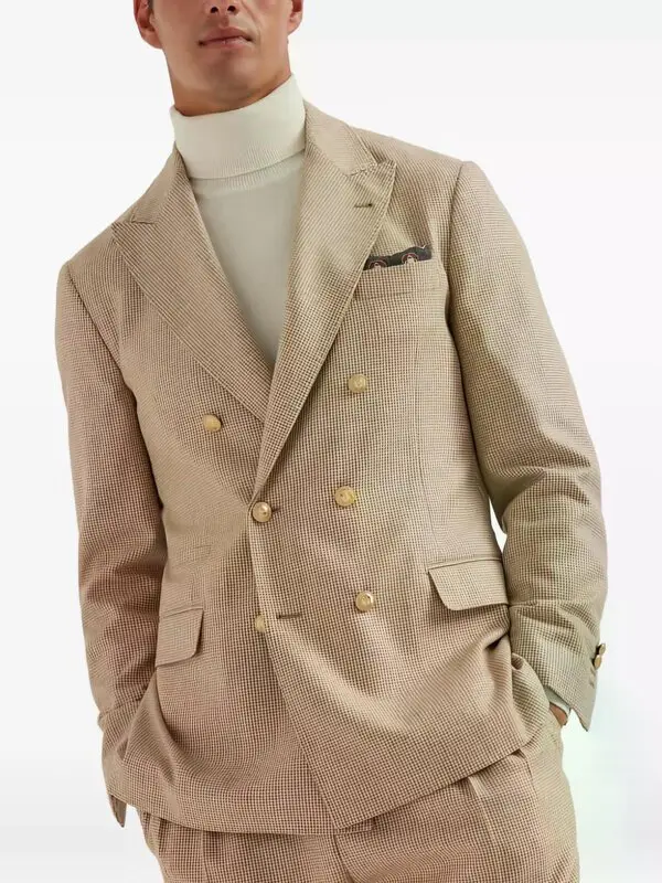 Brunello Cucinelli Double-breasted Textured-pattern Blazer