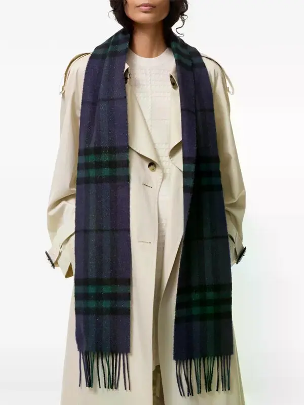 Burberry Narrow Sparkle Check Cashmere Scarf