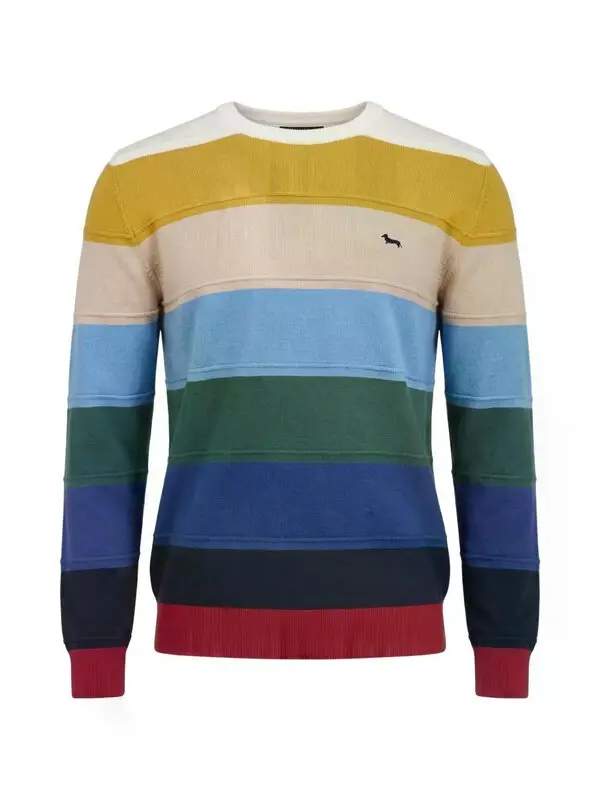 HARMONT & BLAINE Horizontal-stripe Embroidered-logo Sweater
