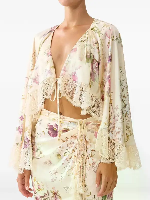 Camilla Adorned In Aranjuez Floral-print Crop Top