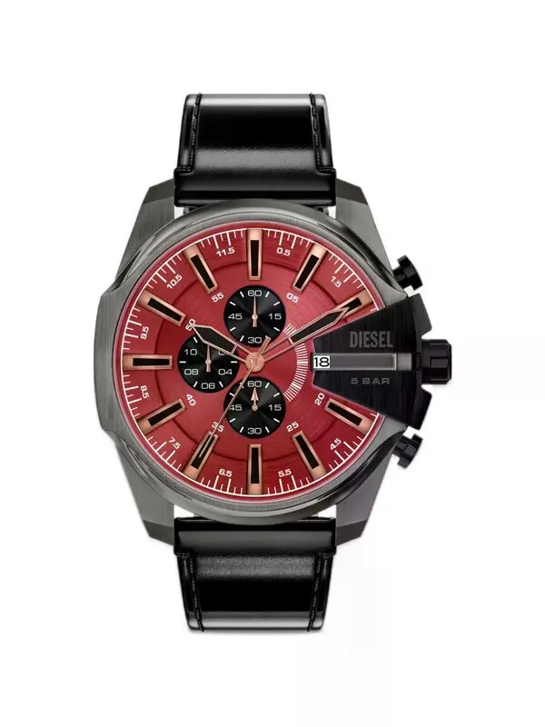 DIESEL® Mega Chief Slim Black Leather Watch