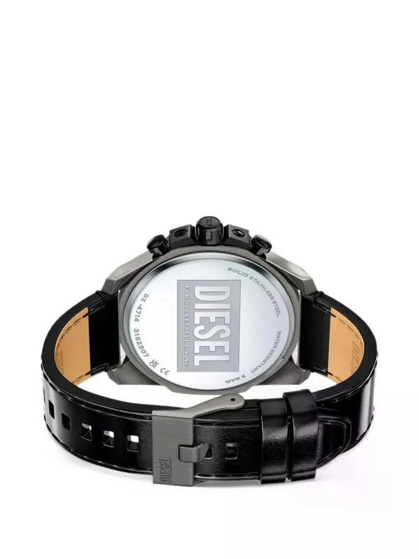 DIESEL® Mega Chief Slim Black Leather Watch