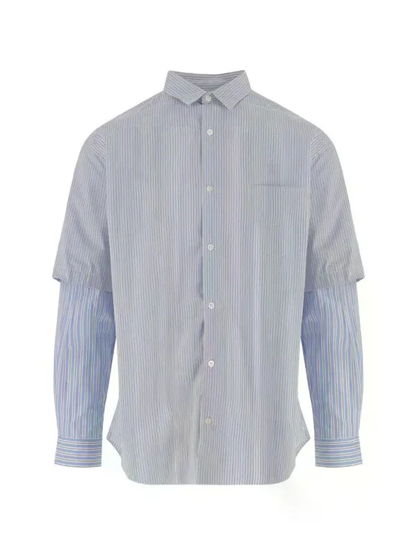 Comme Des Garçons Striped Double-sleeve Shirt - Blue