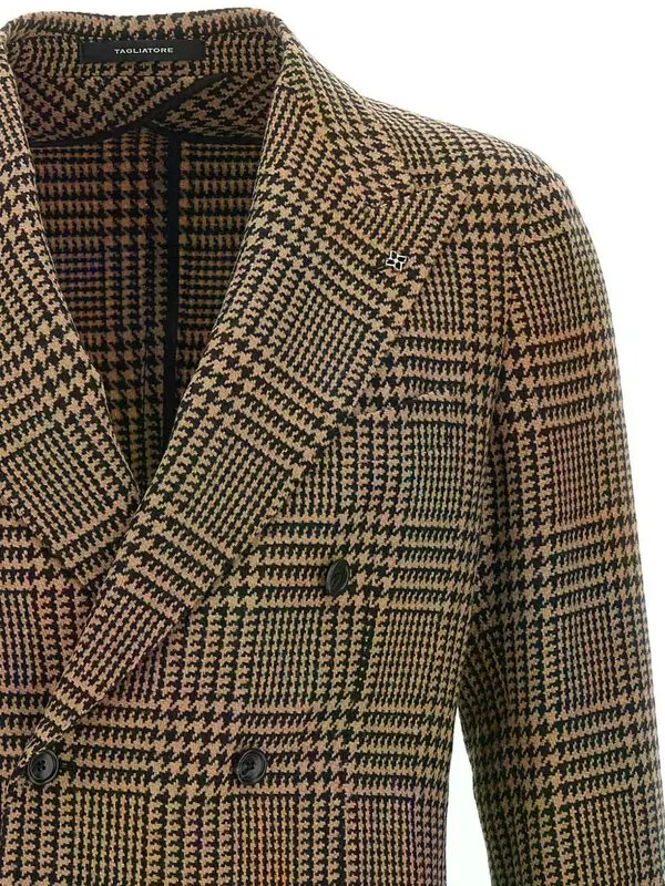 Tagliatore Houndstooth Double-breasted Blazer - Neutrals