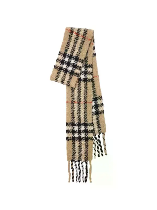 Burberry Narrow Check Alpaca Wool-blend Bouclé Scarf