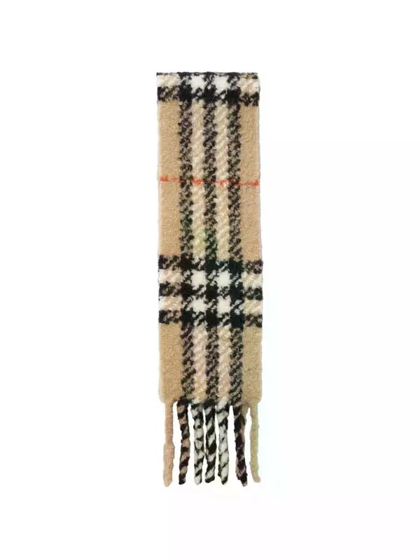 Burberry Narrow Check Alpaca Wool-blend Bouclé Scarf