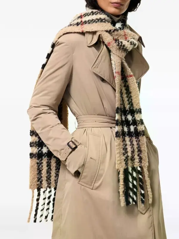 Burberry Narrow Check Alpaca Wool-blend Bouclé Scarf