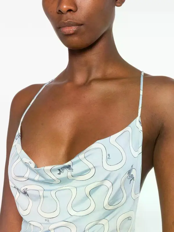 Emilio Pucci Graphic-print Cowl-neck Mini Dress