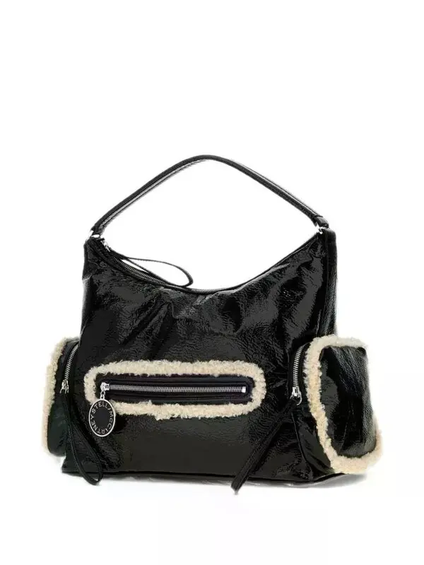 Stella McCartney Dartmoor Cracked Patent Shoulder Bag - Black