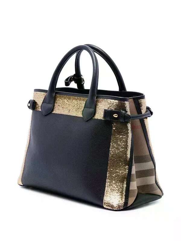 Burberry 2000-2017 Medium Leather And House Check Sequin Banner Satchel